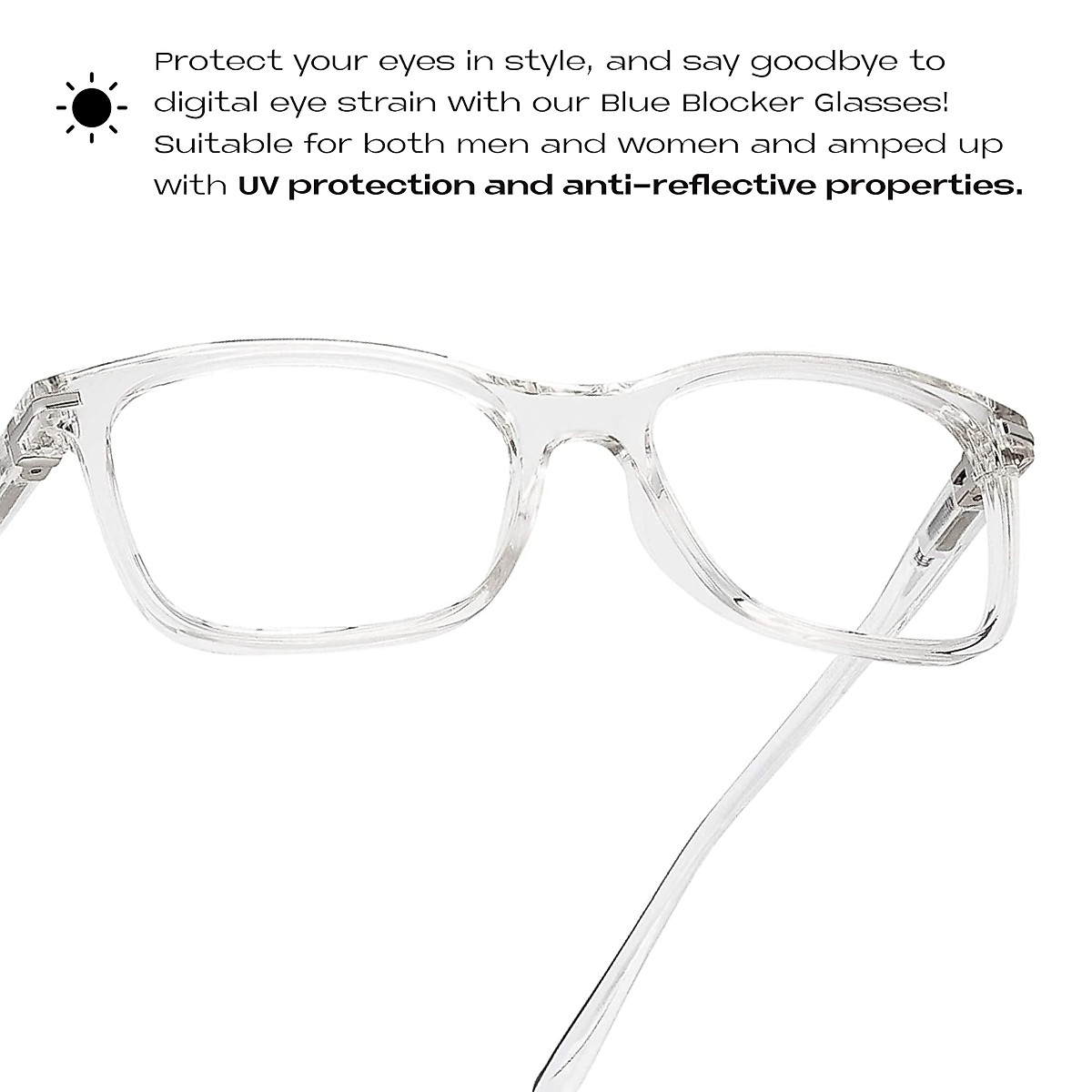 Readerest Blue Light Blocking Reading Glasses (Clear, 1.75 Magnification) Computer Eyeglasses With Thin Reflective Lens, Antiglare, Eye Strain, UV Protection, Stylish For Men And Women