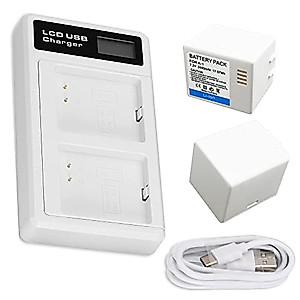 Charger and Battery for Arlo Pro/Pro 2(VMA4400) Spotlight Camera, Fast Dual Port Charger Station, 7.2V 2440mAh 17.57WH Replacement Rechargeable Battery 2 Pack (for Pro/Pro 2)