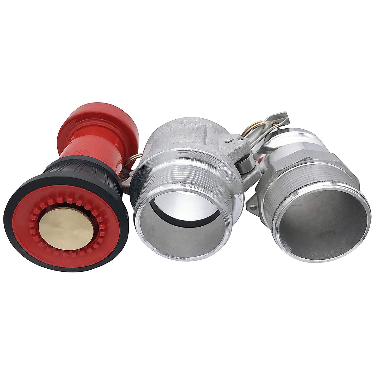 SpringSpray 2" NPSH Heavy-Duty Industrial Fire Hose Nozzle with 2 x Aluminum 2 inch Camlock Fittings Couplings Fire Equipment Constant Flow Fog Nozzle