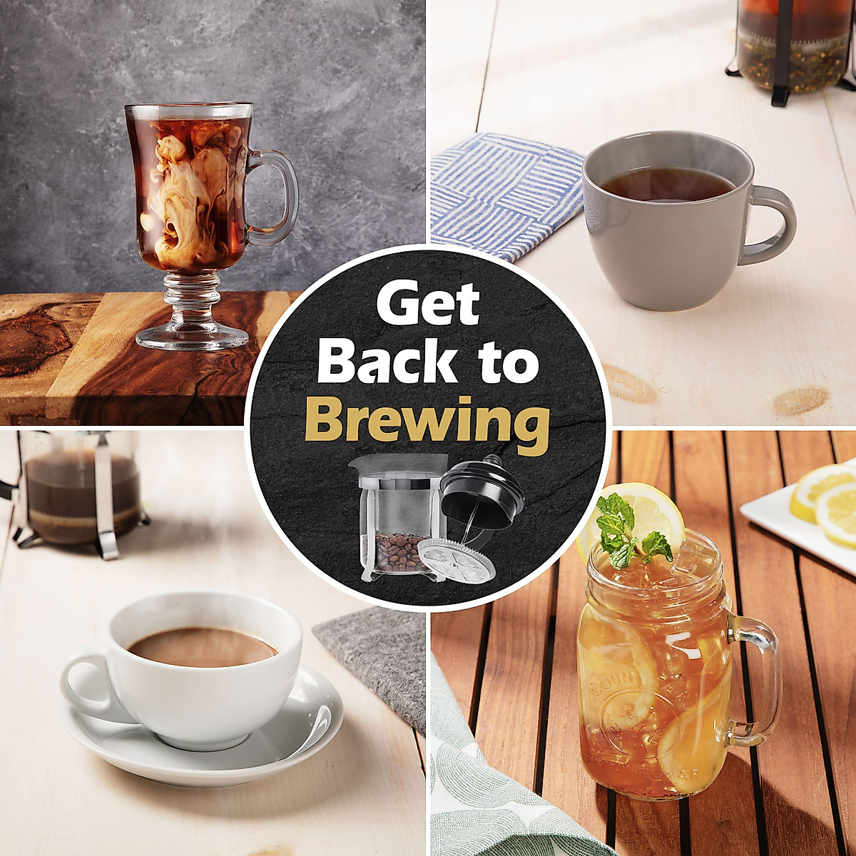 Gold Lion Gear French Press Replacement Filter (2pack) - Includes Metal Center Ring - Universal 8Cup Stainless Steel Reusable Filter