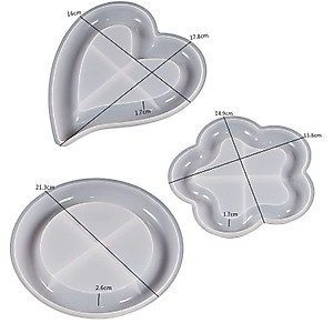 3 Set Tray Silicone Resin Mold Round Love Heart Flower Shaped Epoxy Silicone Casting Molds Coaster Tray for Cup Fruit Candy Vase Holder Articles Ornaments,3D DIY Display Decor Crafts