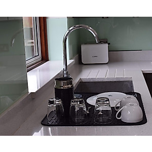 Silicone Dish Drying Mat & Scrubber XXL 21" x 18" | Black Kitchen Dish Drainer Mats & Trivet | Food Safe Fast Draining Pad for Dishes (Black, XXL)