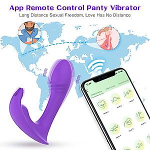 Wearable Panty Vibrator App Remote Control Butterfly Vibrator, Realistic Dildo Vibrator Rechargeable Rabbit Vibrator with 9 Vibrating Modes Panties Sex Toys for Women Couples Play, Purple