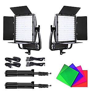 2 Packs Dimmable Bi-Color LED Video Lighting Kits with APP Control, 50W Optical Lens Variable 3200K~5600K, CRI 97+ LED Panel Light, Photography Lighting Kit, for YouTube Studio Photography