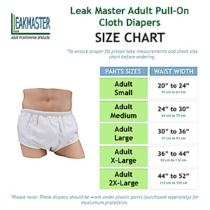 Pull On Style Adult Cloth Diaper by LeakMaster – 100% Cotton Flannel, Multi-Layered Reusable Adult Incontinence Diaper. Use with Plastic Pants (X-Large 36-44-Inch Waist)