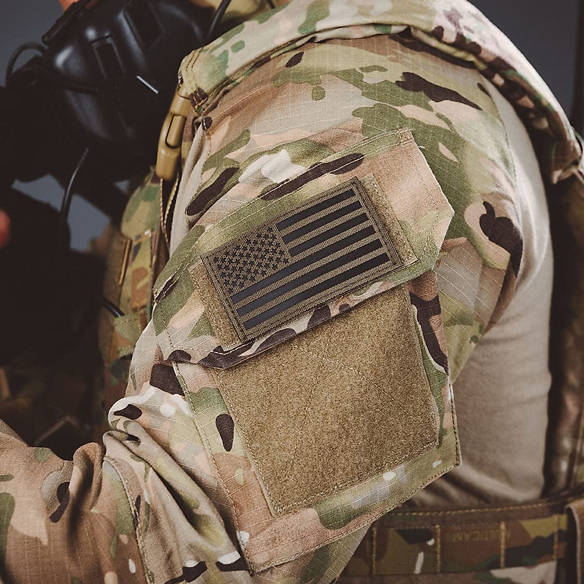 EXCELLENT ELITE SPANKER 2 Pcs American Flag Patch Reflective USA Flags Patches PVC Tactical Patch for Backpack Vest Clothes Hat Patch Military Team Patch (Ranger Green)