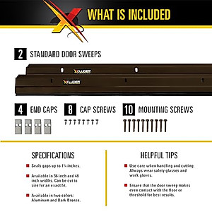 Xcluder 36” Standard Door Sweep, Dark Bronze 2-Pack – Seals Out Rodents & Pests, Enhanced Weather Sealing, Easy to Install; Rodent Protection; Rodent Proof Door Sweep
