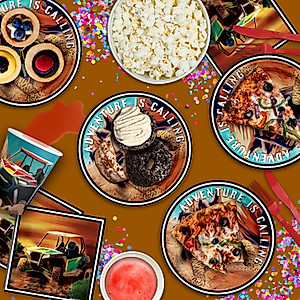 ATV Birthday Party Supplies Set - 4 Wheeler Birthday Party - Offroad Party Supplies - Racing Birthday Party Supplies | ATV Tableware Set Includes Plates, Napkins and Cups | Kit for 16