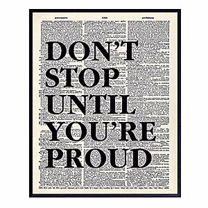 Motivational Don't Stop Dictionary Art, Wall Decor Picture - 8x10 Upcycled Home Decoration Poster Print for Office, Apartment, Living Room, Gym, Studio - Inspirational Gift for Entrepreneur, Athlete