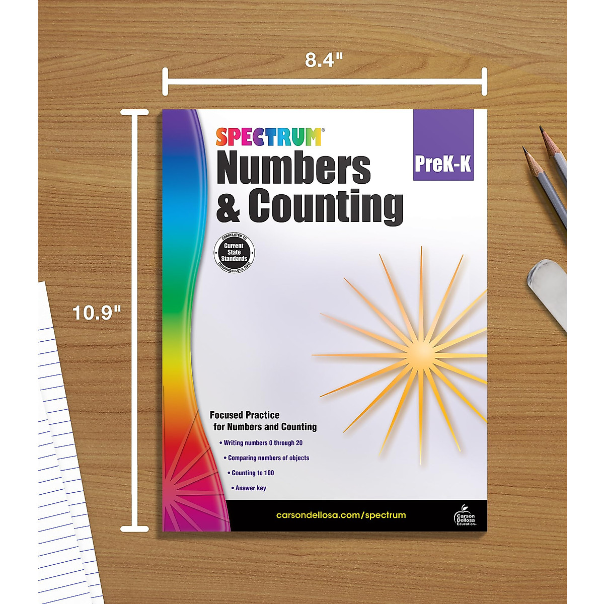 Spectrum Preschool Numbers and Counting Math Workbook, Ages 3 to 6, Preschool Math Numbers and Counting, Practice Writing Numbers 0-20, Comparing Numbers of Objects, and Counting to 100 - 96 Pages