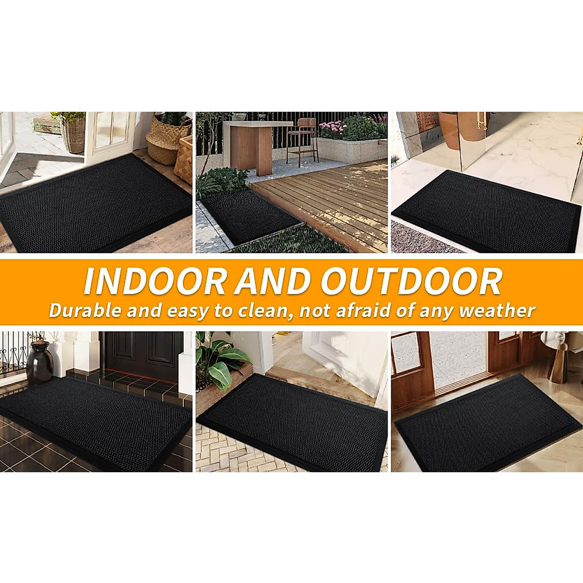 KaBesten Doormat, Anti-Slip Waterproof Door Mat for High Traffic Areas, Black,Red, Snowproof Welcome Mat for Front Door, Outdoor Indoor Entrance (RED, 35.4.23.6)