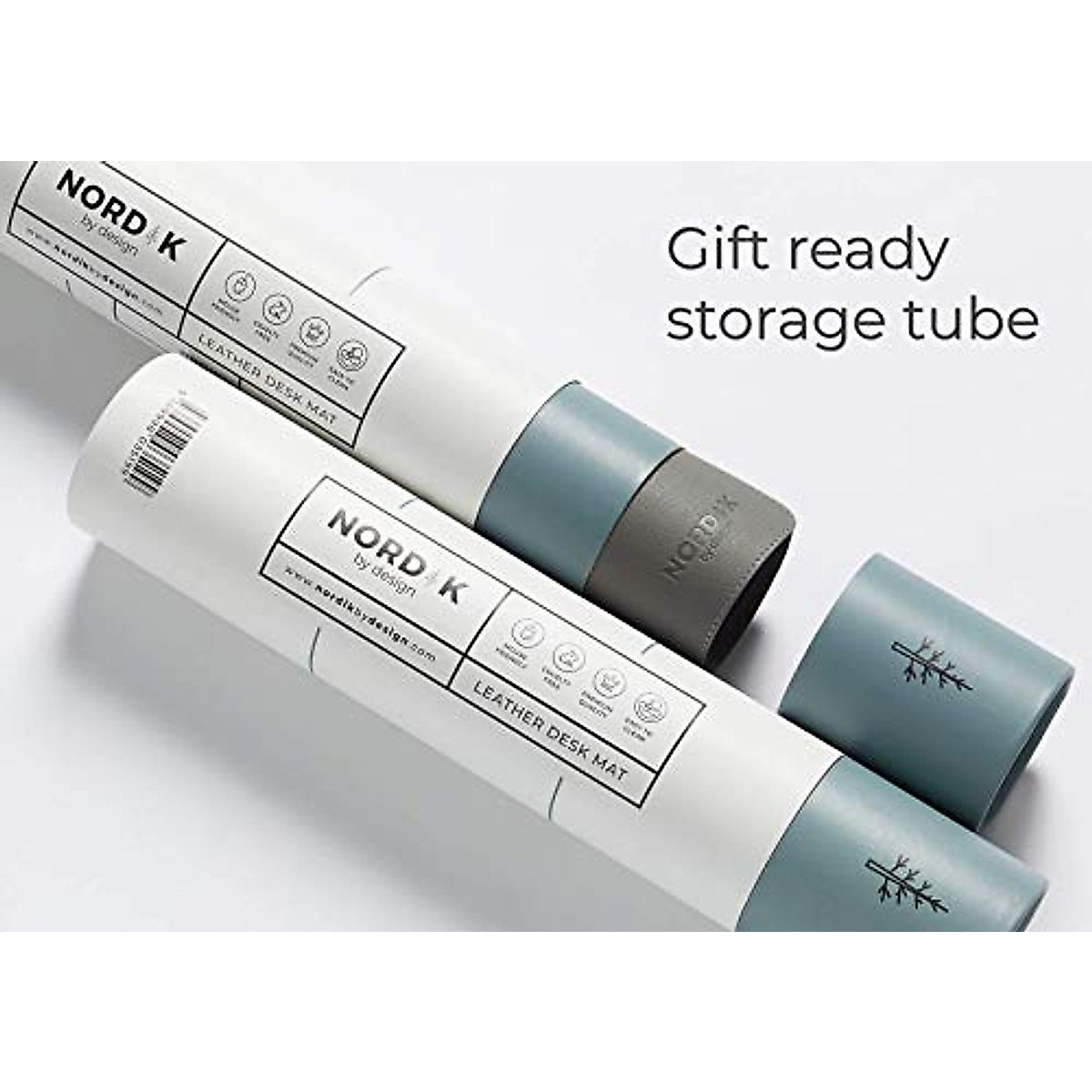 Nordik Leather Desk Mat Cable Organizer (Alaskan Gray 35 X 17 inch) Premium Extended Mouse Mat for Home Office Accessories - Non-Slip Vegan Leather Desk Pad Protector & Desk Blotter Pad