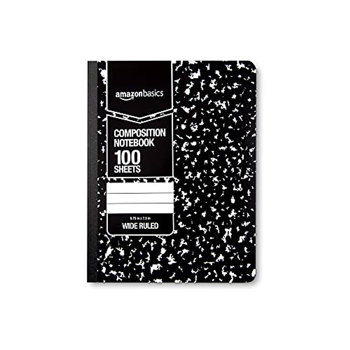 Amazon Basics Wide Ruled Composition Notebook, 100 Sheets, Marble Black, 4-Pack