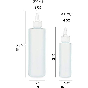 BRIGHTFROM Condiment Squeeze Bottles, 8 & 4 OZ SET, Empty Squirt Bottles, Leak Proof Twist Top Cap - for Ketchup, Mustard, Syrup, Sauces, Dressing, Oil, Arts & Crafts, BPA FREE