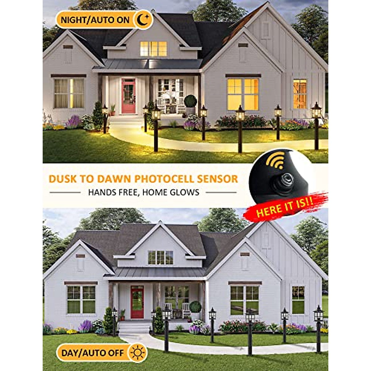 GYDZ Outdoor Dusk to Dawn Post Light, Outdoor Lamp Post Light Fixture, Exterior Pier Light Post Mount Light Head with Clear Glass for Garden, Matte Black, 2 Pack