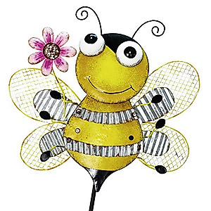 Metal Garden Stakes Spring Yard Sign Decorative Plant Stake Lawn Art Patio Decor Pathway Ornaments Indoor Outdoor Decoration (Bee)