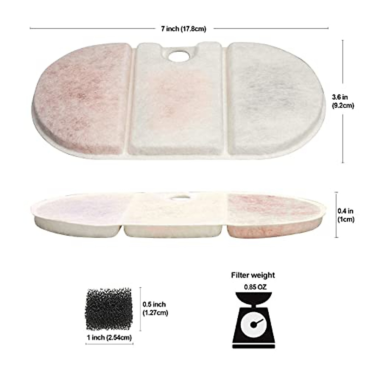 SAMANIJA 10-pack Filters Replacement, Compatible with PETLIBRO 71oz/2.1L Cat Water Fountain Dog Water Dispenser