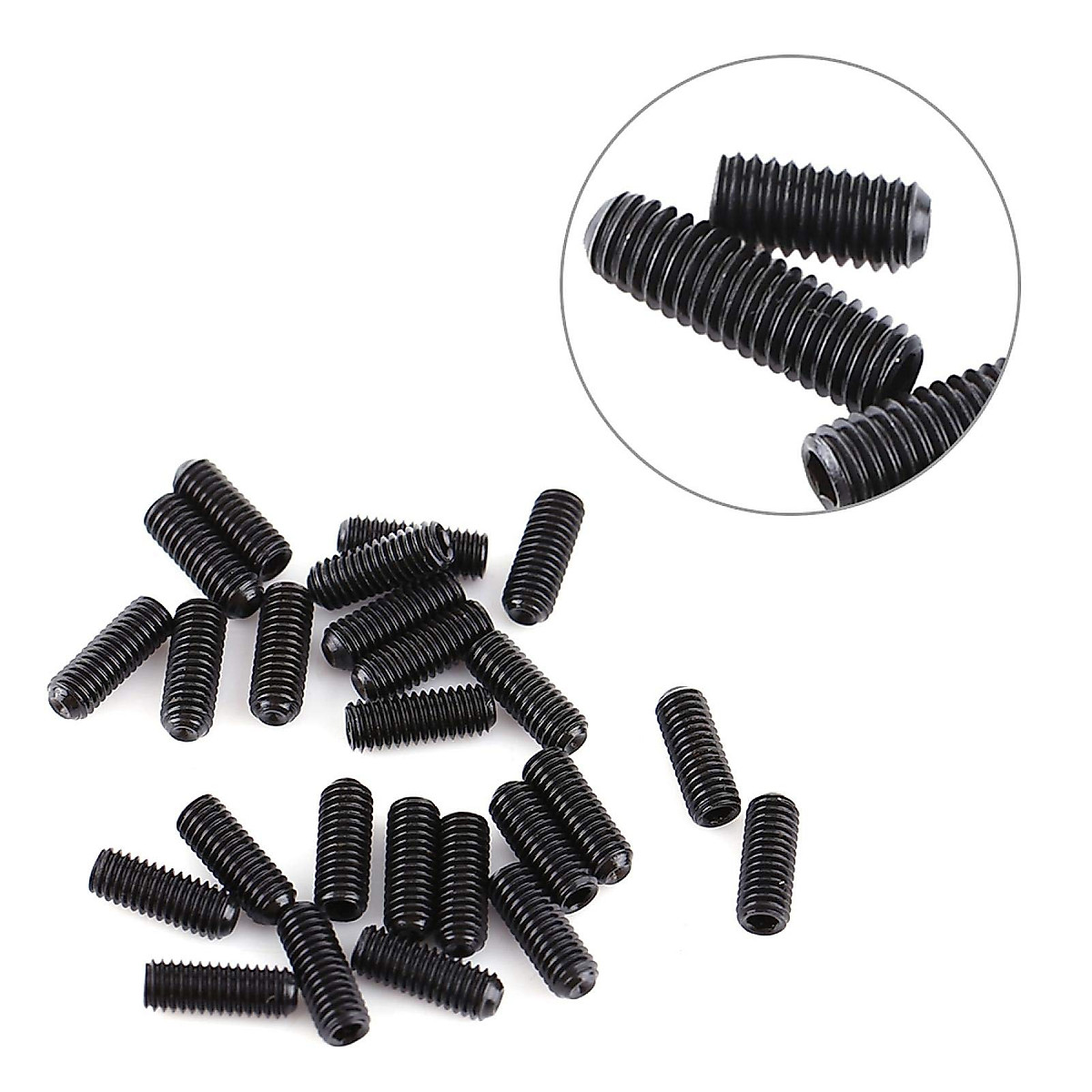 Oumefar 200Pcs Screws Grade Carbon Steel M3 Black Cup Point Screw Assortment Steel Set Screw Hex Socket Set Screw Bolts Nut Bolt Assortment Used for Industry