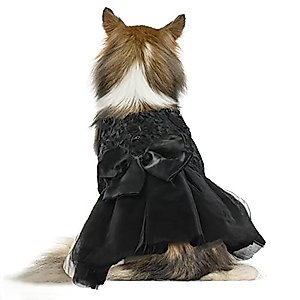 QBLEEV Dog Dress, Dog Wedding Dress for Small Dogs, Bowknot Dog Wedding Attire Black Dog Dress Pet Dog Bride Costume Lace Tutu Skirt Halloween Dog Princess Dress Party Puppy Apparel Dog Formal Dress S
