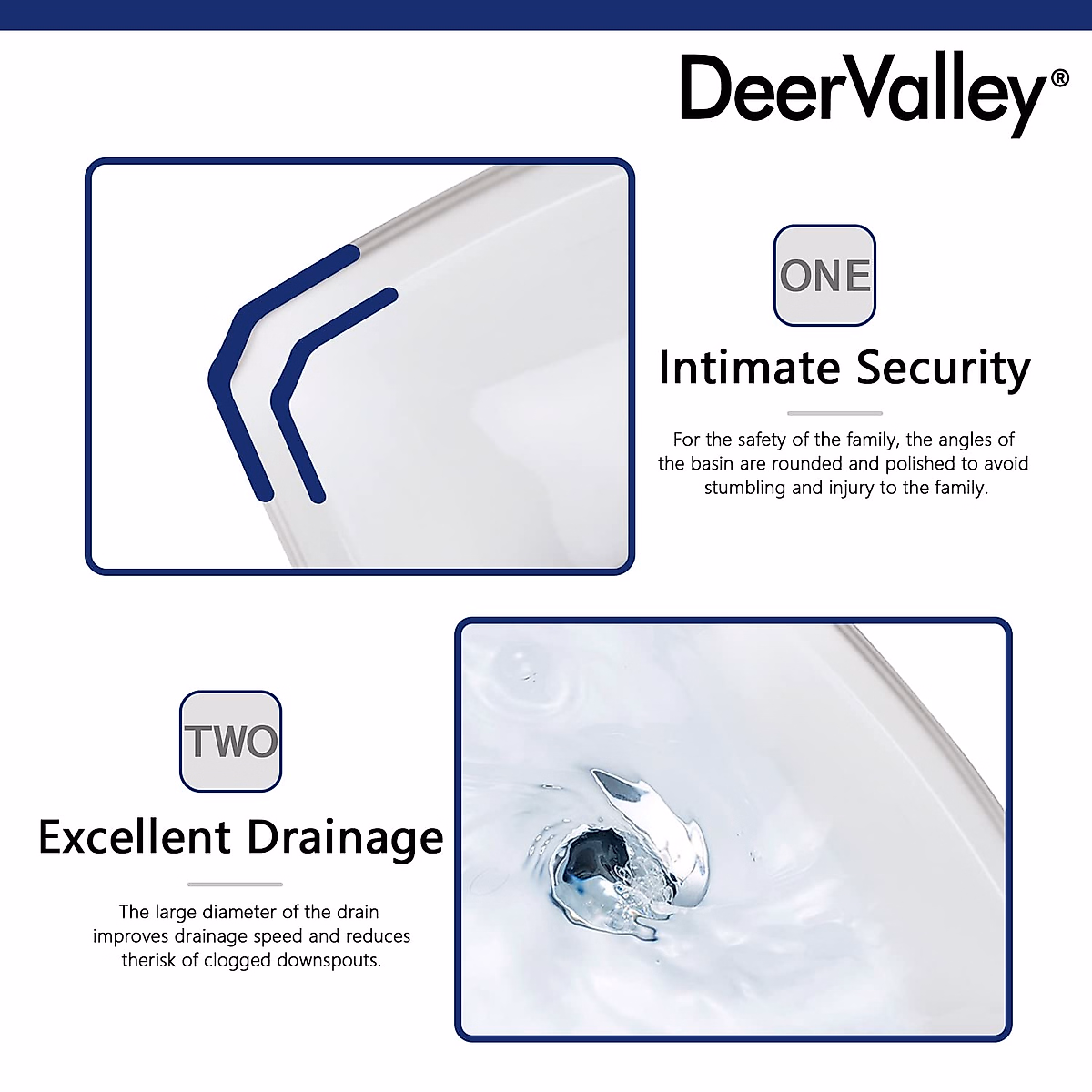 DeerValley DV-1P522 Dynasty Pedestal Sink 23" W X 19" D White Ceramic Pedestal Bathroom Sink With Overflow