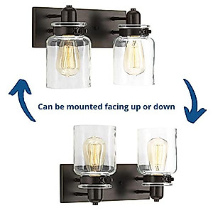 Calhoun Collection 2-Light Clear Glass Farmhouse Bath Vanity Light Antique Bronze