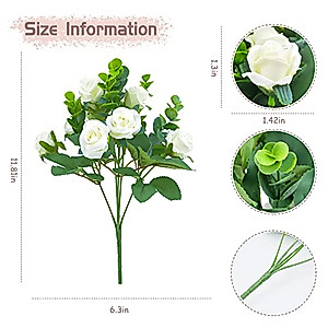 SHUOTAO Artificial Flowers Fake Silk Rose for Decoration 33 Heads Small Roses Blooming Faux Flower Bouquet with Stem for DIY Vase Home Wedding Party 3 Pack White