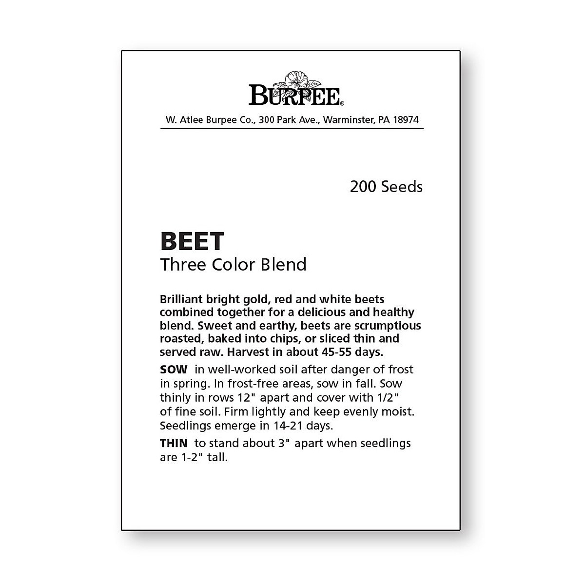 Burpee Three Color Blend Beet Seeds 200 seeds