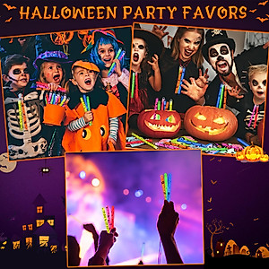 24 Pcs Halloween Party Favors Glow Stick with Gift Cards,Halloween Light Up Toys Bulk Hanging Wands,Halloween Decoration Goodie Bags Fillers Basket Stuffers Classroom Prizes for Kids Trick or Treats