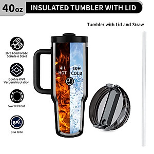 40 oz Tumbler with Handle and Straw Lid for Father's Day Gifts,Birthday Gifts for Men,Retirement Gifts for Men Stainless Steel Travel Tumbler for Hot and Cold Beverages