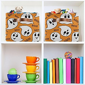Ghosts Halloween Storage Basket Bins Decorative Toy Organizer Bins Laundry Hamper Baskets with Handles for Playroom Living Bed Room Office Clothes Nursery,1 pcs