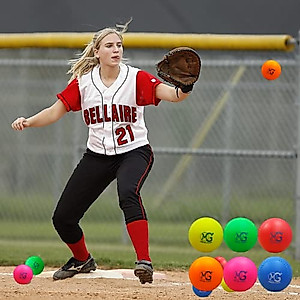 Macro Giant 11 Inch (Circum.) 3.5 Inch (Dia.) PU Foam Softball, Set of 12, Multi-Color, Baseball Training Practice, Playground Ball, Parenting Activity