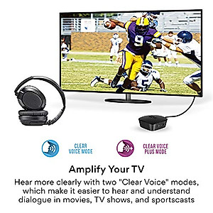 MEE audio Connect T1CMA Bluetooth Over-Ear Wireless Headphones Headset for TV with no Audio Delay; Includes Transmitter (Optical/AUX/RCA) and CinemaEAR Audio Enhancement for Seniors & Hard of Hearing