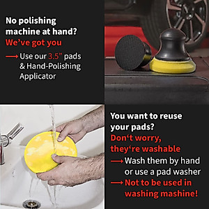 menzerna 3.5 Inch 2X Premium Polishing Pads Medium Cut for Medium Fine Polishing I Body Repair & Detailing Pads with Safety Edge & Velcro Attachment I Washable & Long Lasting