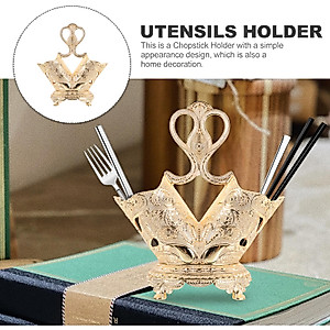 Cabilock Metal Utensil Silverware Organizer Spoon and Fork Holder European Style Utensils Holder Counter Storage Holder for Coffee Bar Dining Room Kitchen