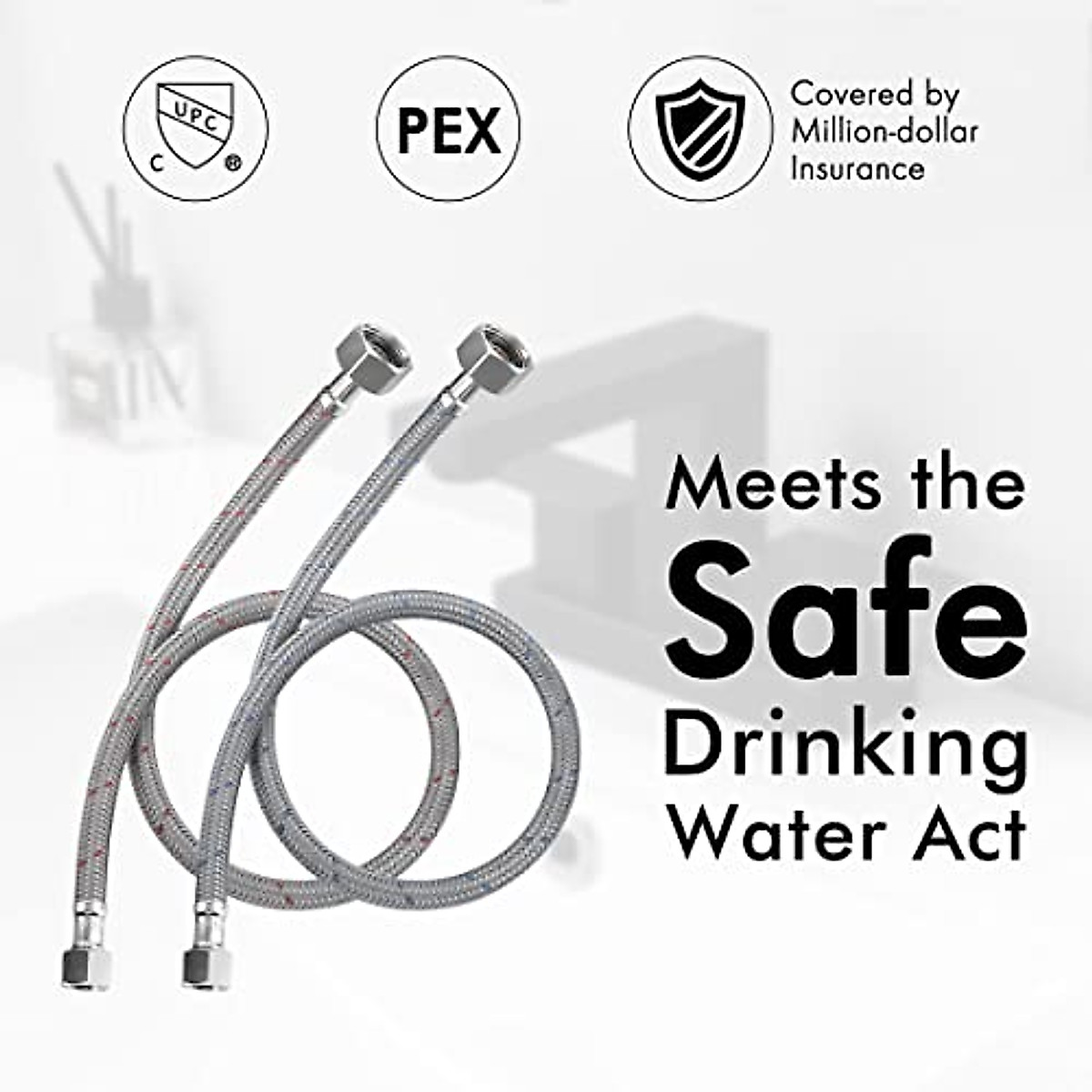 KES Black Bathroom Faucet 4-Inch Centerset, Modern Bathroom Sink Faucet with Supply Lines, SUS304 Stainless Steel, L4150LF-BK