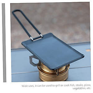 Cabilock Outdoor Griddle 2pcs Handle Cooking Striped with Frying for Iron Small Car Pan Griddle Outdoor Egg Pancake Stove Nonstick Compatible Folding Frypan Camping Mini Grill Non Sticky Veggie Tray