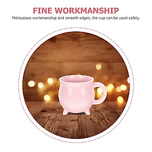 DOITOOL Pink Cauldron Mug Coffee Ceramic Cauldron Halloween Decor, 450ml Halloween Coffee Mug for Halloween Theme Party Favor, Novelty Coffee Mug Cup (Pink)
