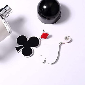 GUOXIAOMEI Playing Cards Pattern Drop Earring Fashion Party Gift Charms Hearts Spades Plum Poker Acrylic Earring Jewelry (Red 1)