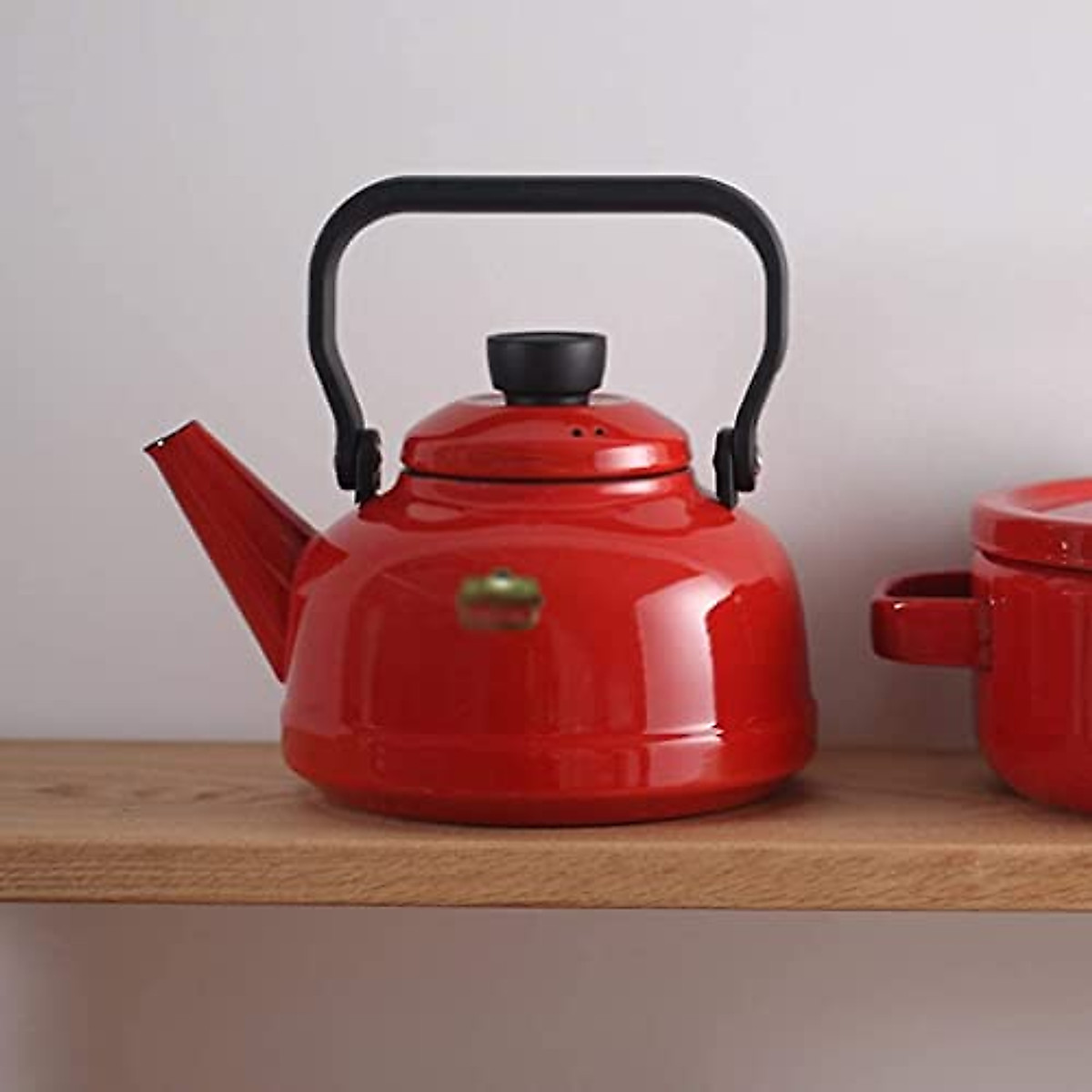 practical Teakettle Creative Tea Kettle Enamel Kettle Red Teapot Gas Induction Cooker Kettle Household Gas Kettle Teapot 2.3l /77.7oz Portable