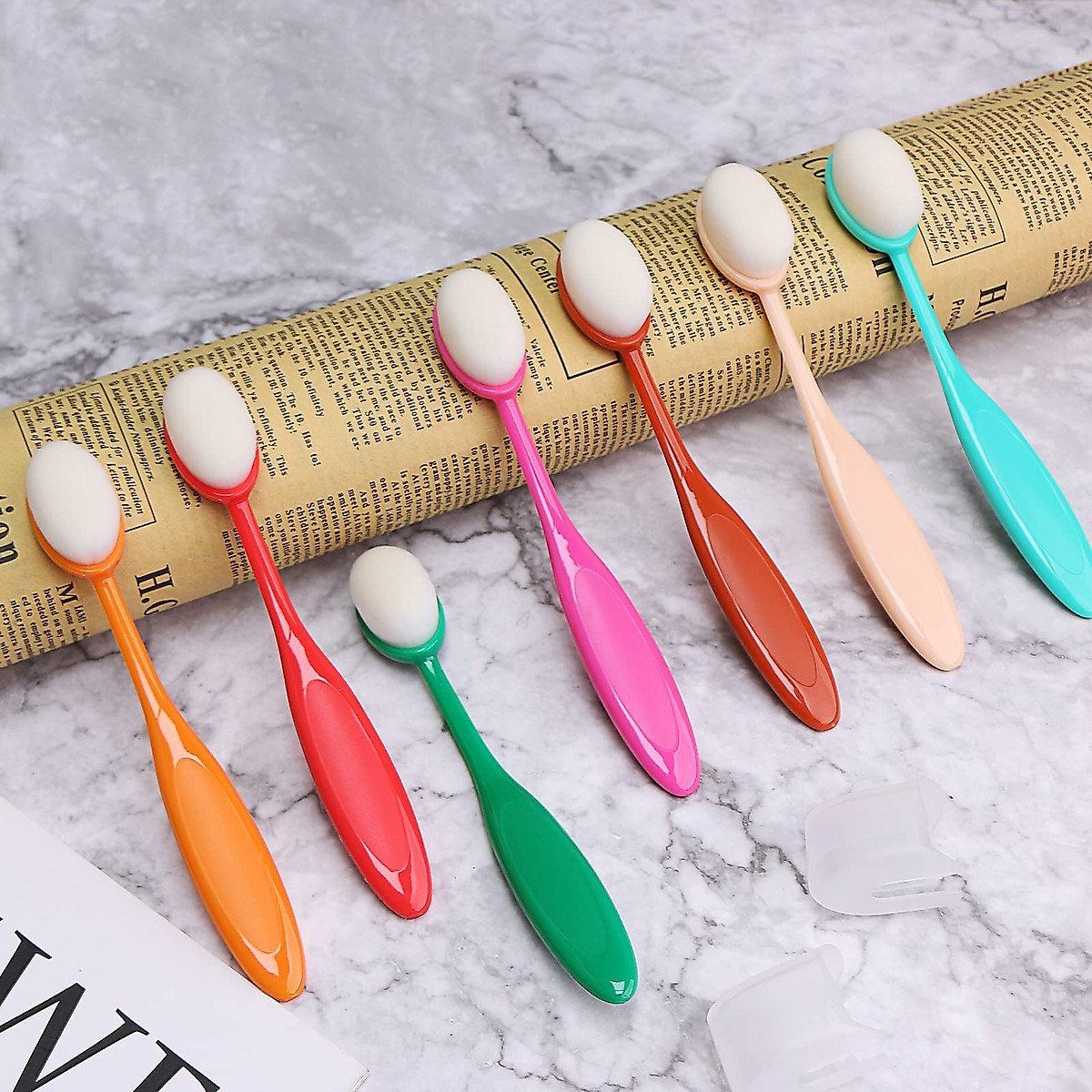 Yoseng 12 pcs Ink Blending Brushes Blenders(Head Diameter 0.85 inches) for Card Making,Craft Broad Application Assortment Paper Crafter with Cover and Rotating Brush Holder