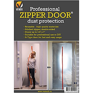 Professional Zipper Door, Dust Protection Wall, Barrier for Dust Containment - Heavy-Duty Construction Access Door - Plastic Sheeting Temporary Door, Zipper Barrier Room Seal - Reusable Doorway