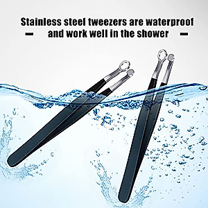 2 Pieces Nose Hair Tweezers Nose Hair Trimming Tweezers Stainless Steel Round Head Tweezers Eyebrow Clippers Trimmer Water Resistant for Men Women Sideburns, Brow, Body, Noses (Black)