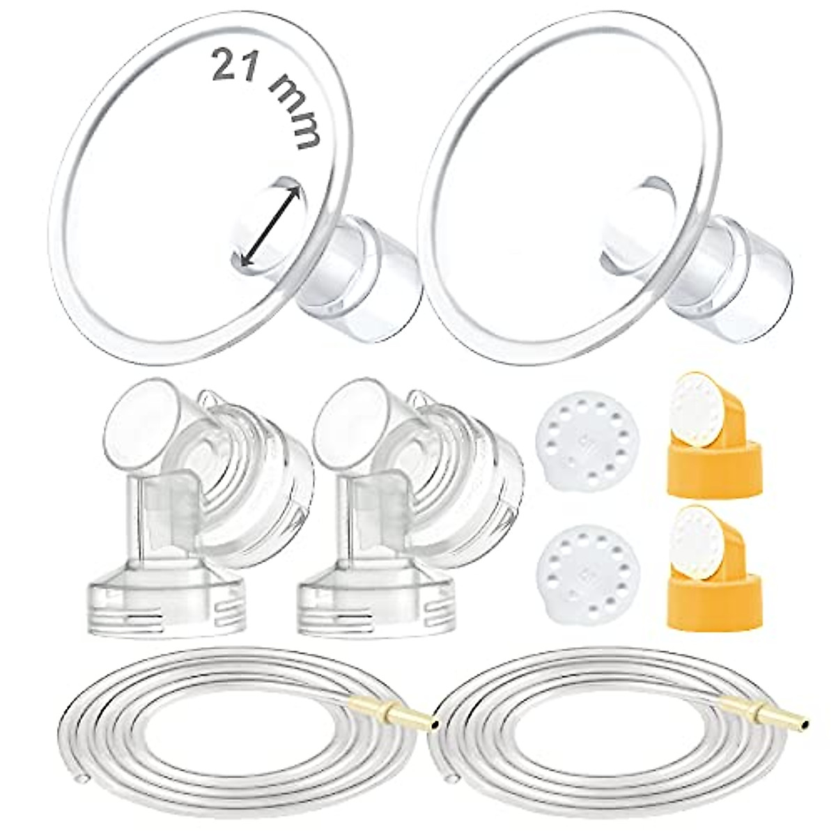 Maymom Breast Pump Kit Compatible with Medela Pump in Style Advanced Pump; 2xTwo-Piece 21mm Breastshield, 2 Valve, 4 Membrane, 2 Replacement Tubing; Replacement Part for Medela Shield, Medela Valve