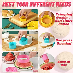 Crethinkaty 5.2IN Round Cookie Cutter for Baking, 8Pcs Round Cookie Biscuit Cutter Set for Making Donut Pies Scone(5.2/4.7/4/3.2/2.8/2.2/1.6/0.98IN)-Orange