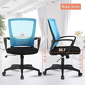 Ergonomic Office Chair Computer Desk Chair, Mid Back Mesh Chair Swivel Task Chair with Armrests&Lumbar Support Adjustable Height Executive Swivel Chair for Women Men, Black