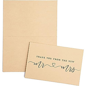 Paper Junkie Kraft Wedding Thank You Greeting Cards with Brown Envelopes (4 x 6 In, 120 Pack)