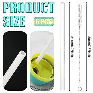 6PCS Replacement Straws for Owala Water Bottle 24 oz 32 oz, Reusable Plastic Straws with Cleaning Brush for Owala Cup 24oz 32oz Travel Tumbler Accessories Parts Straws for Sports Bottle(White)