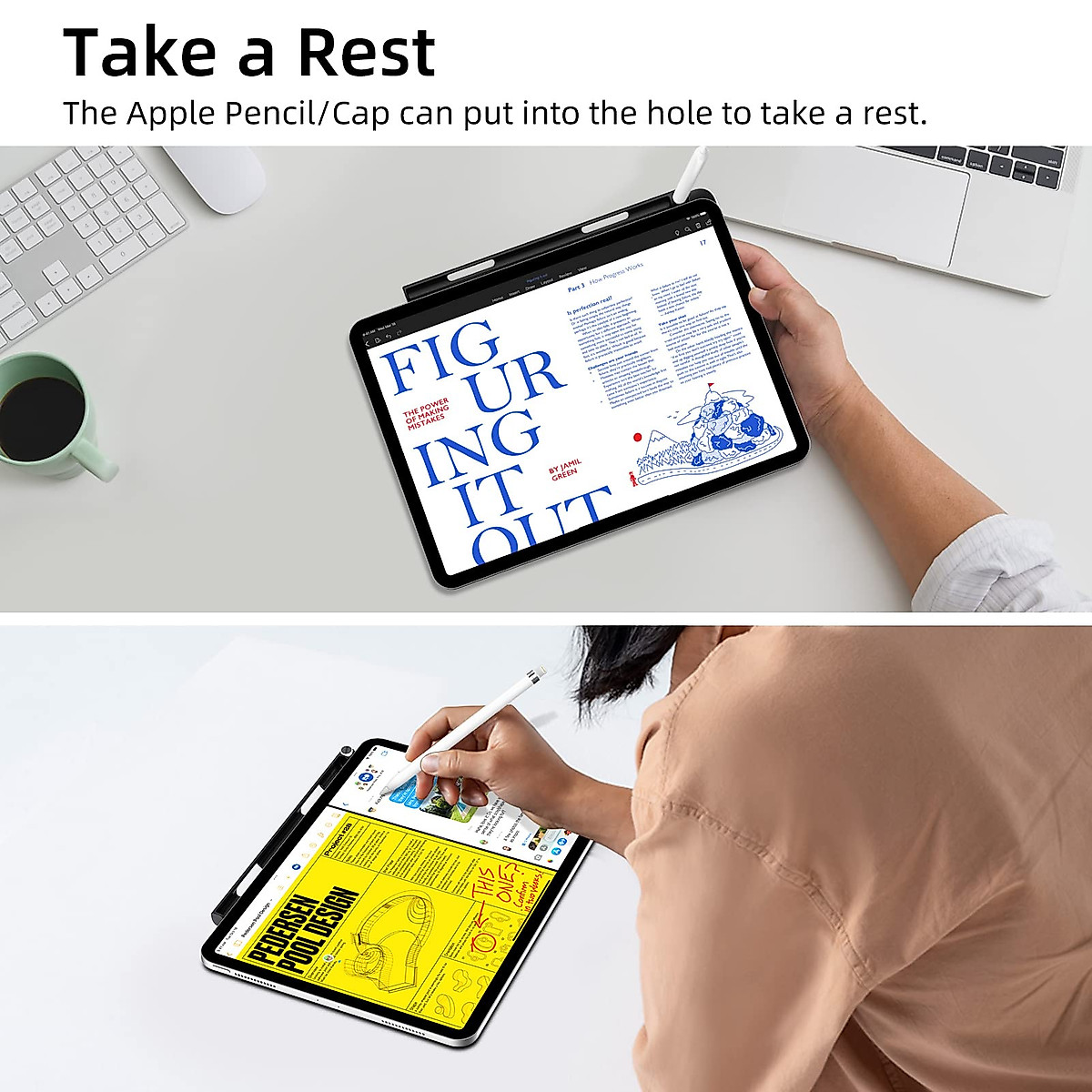 JUQITECH Pencil Holder for Apple Pencil Holder Compatible with Magic Keyboard, Smart Keyboard Folio, Smart Folio and Other Magnetic Cases, Slot Case for Apple Pencil 1st/2nd Generation (Black)