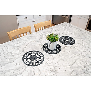 gasaré, Extra Large, Extra Thick, 10" Silicone Trivets for Hot Dishes, Pots, and Pans, Heat Resistant, Nonslip, Dishwasher Safe, for Countertops and Dining Tables, 10 x 1/4 Inches, Set of 3, Gray