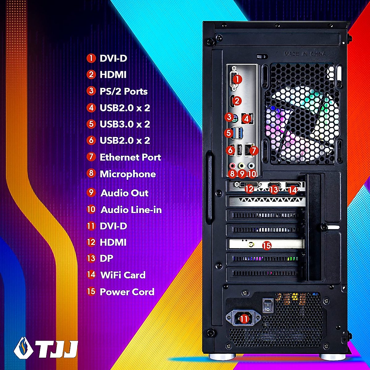 TJJ X3 Gaming Computer PC Desktop - Intel Core i3-12100F (Beat i7-8700), NVIDIA GTX 1660 Super 6GB, 16GB DDR4 3200, 500GB SSD, VR Ready, WiFi 6E, RGB Keyboard & Mouse & Speakers, Win 11 Pro